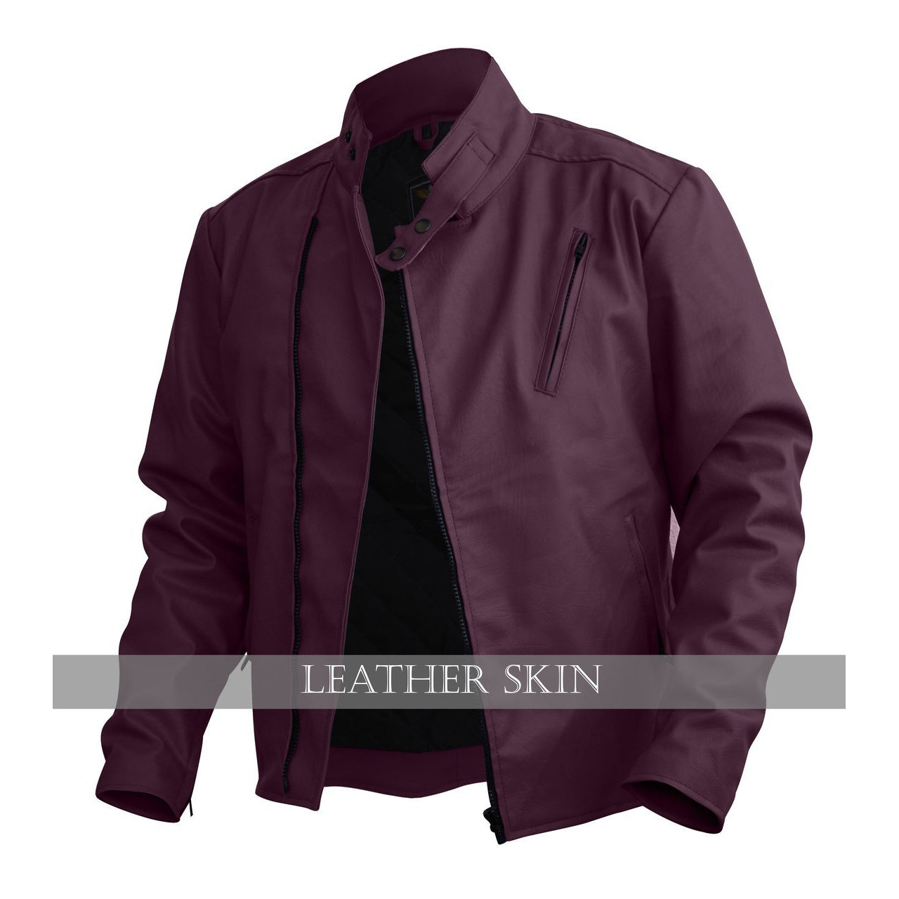 NWT Stylish Dark Purple Men Stylish Synthetic Leather Jacket