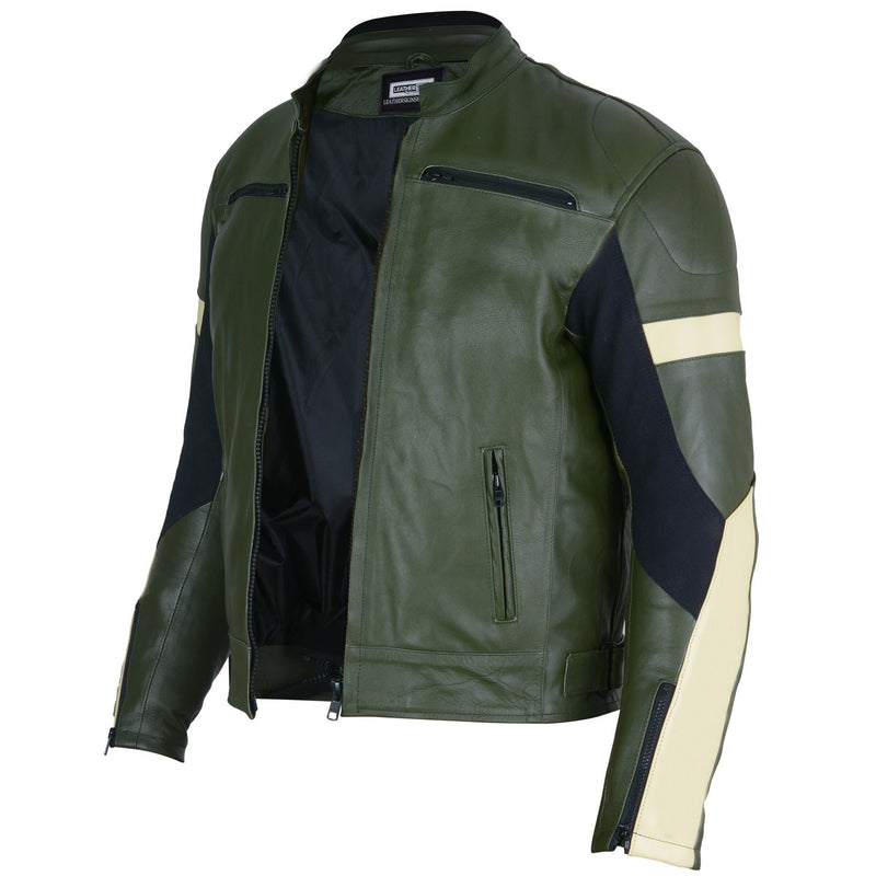 Dark Green Leather Motorcycle Jacket