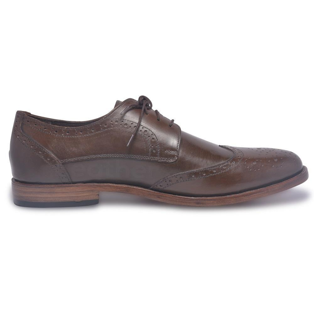 Home / Products / Men Brown Derby Brogue Wingtip Laces Genuine Leather ...