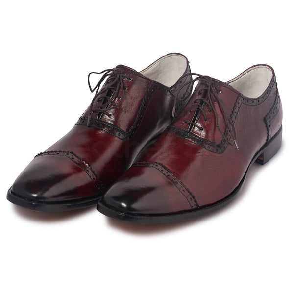 Home / Products / Men Two Tone Red Oxford Glossy Genuine Leather Shoes