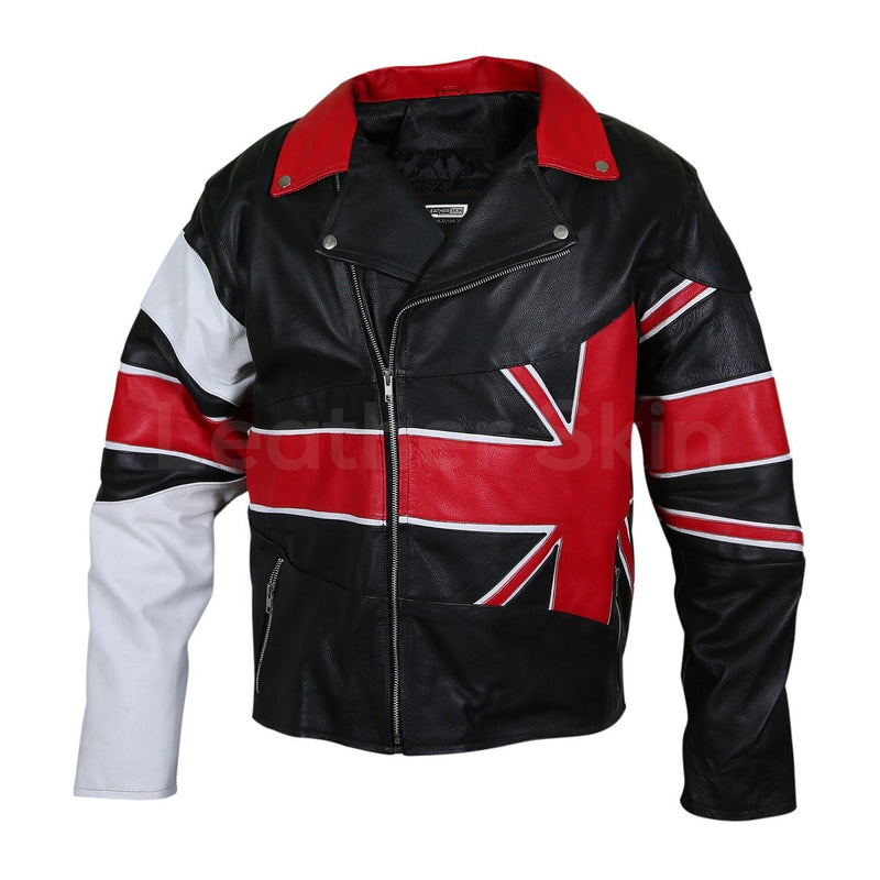 Home / Products / Men UK Union Flag Brando Genuine Black and Red ...