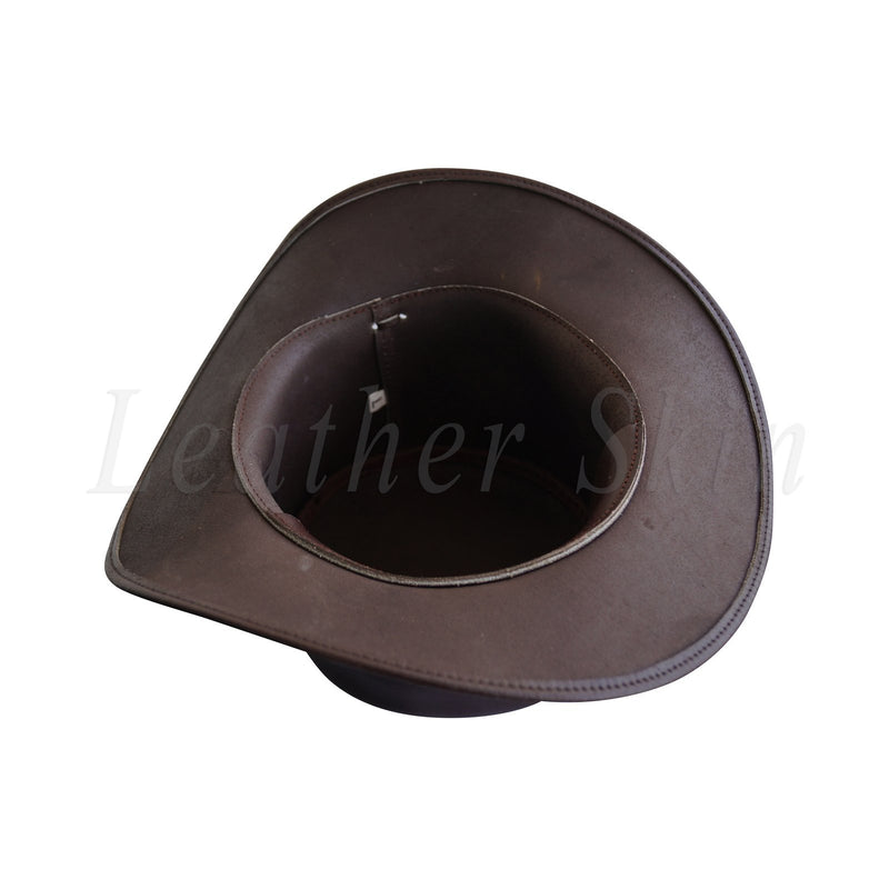 Men Black Steam Punk Leather Rock Hat