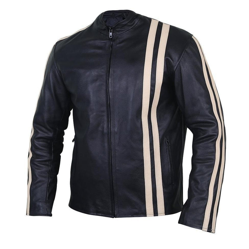 Home / Products / Simple Black Leather Field Jacket