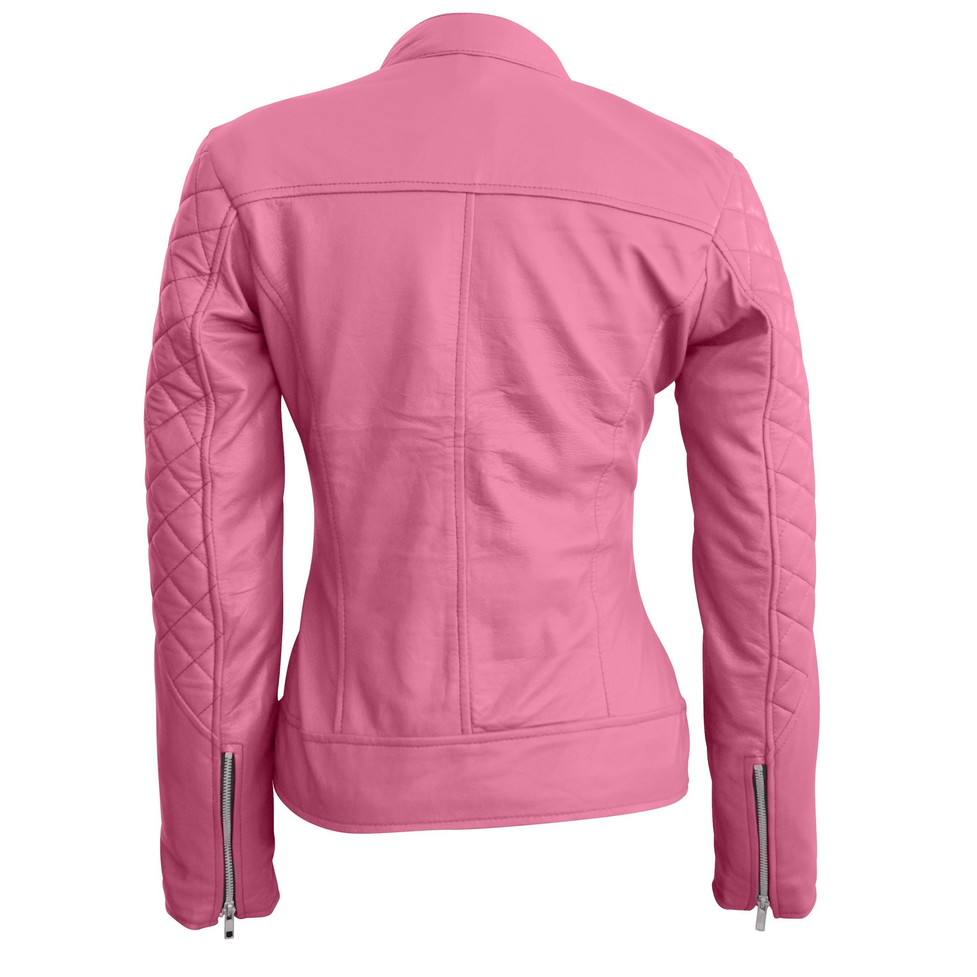 Leather Skin Women Pink Quilted Genuine Leather Jacket