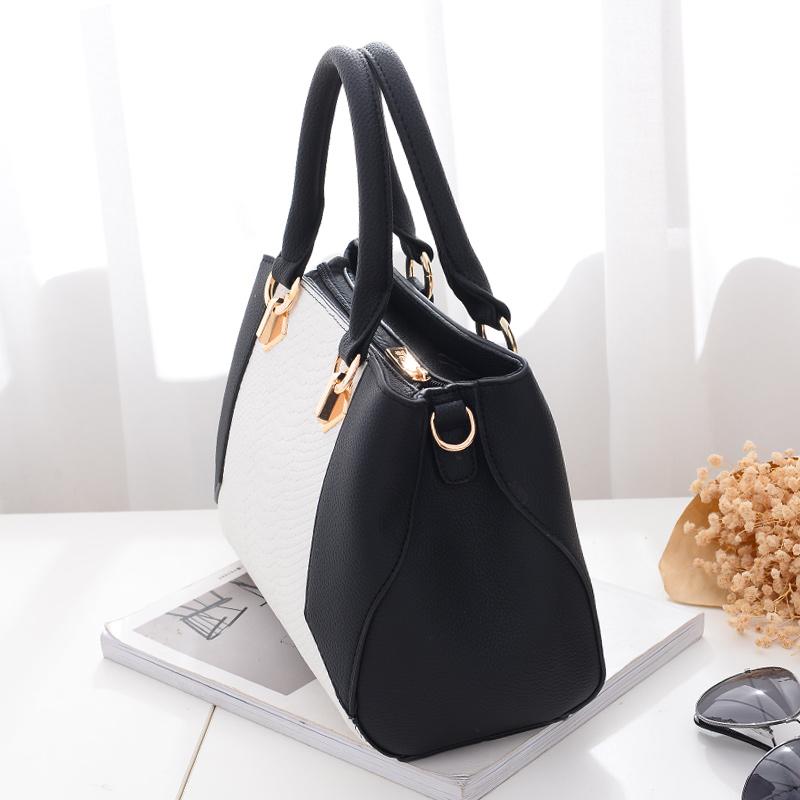 Women Dual Color Combo Fresh Faux-Leather Tote Bag