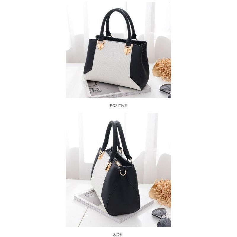Women Dual Color Combo Fresh Faux-Leather Tote Bag