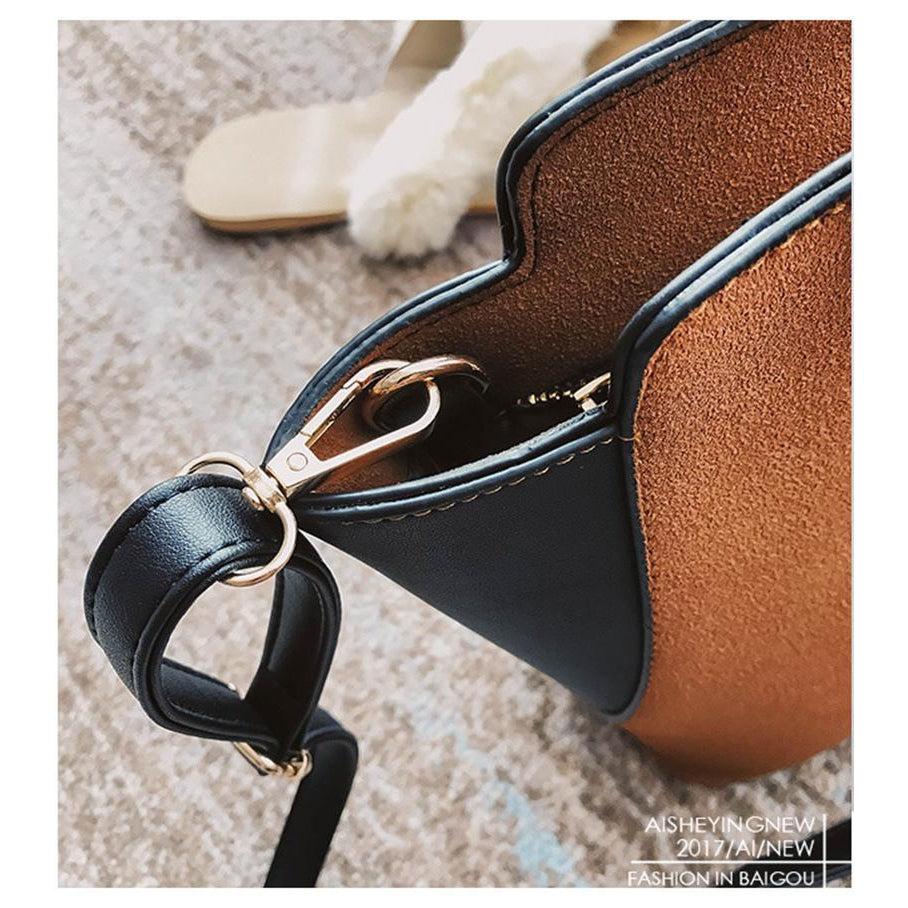 Women Tote Faux-Leather Handbag with Golden Metal Grab Handles