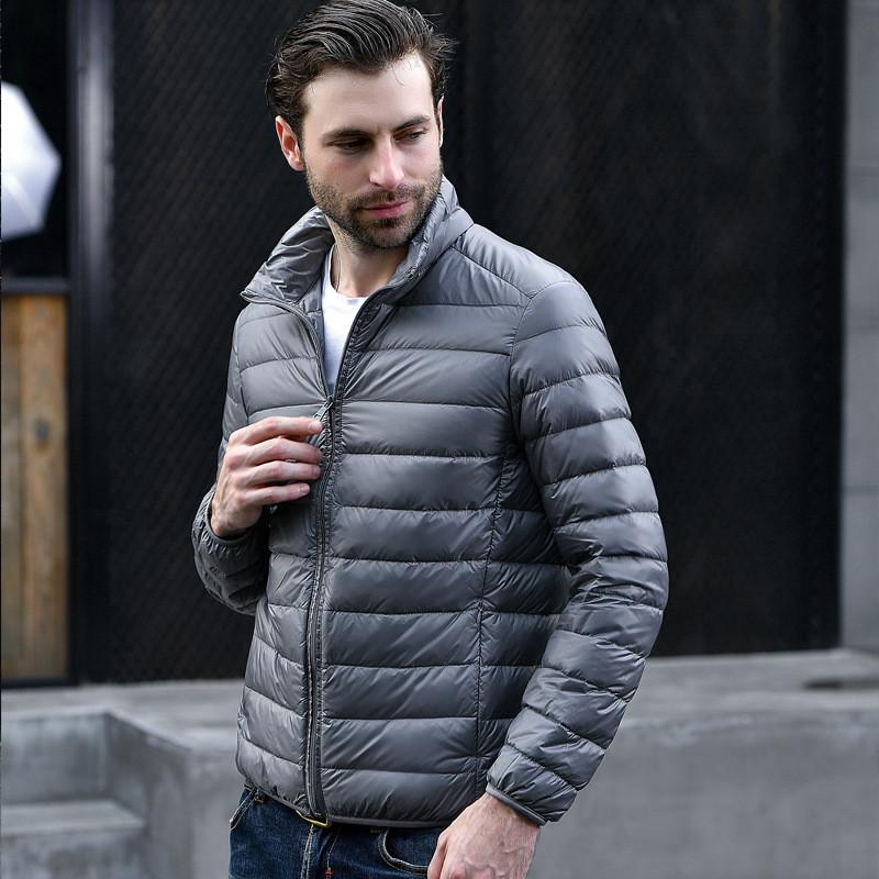 Men Red Maroon Rib Quilted Down Jacket