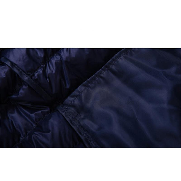 Men Red Maroon Rib Quilted Down Jacket